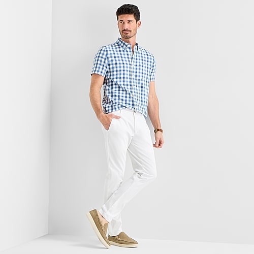 Click here for St. Johns Bay Stretch Chino Mens Slim Fit Flat Fro... prices
