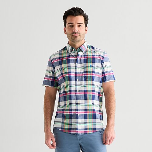 Click here for U.S. Polo Assn. Plaid Mens Short Sleeve Classic Fi... prices
