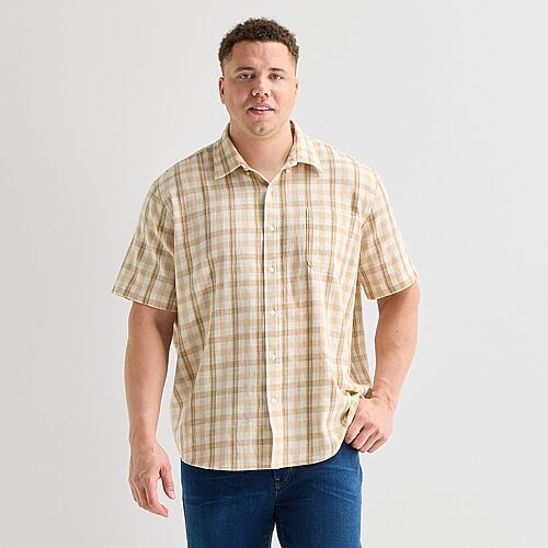 Click here for St. Johns Bay Textured Gingham Mens Short Sleeve C... prices