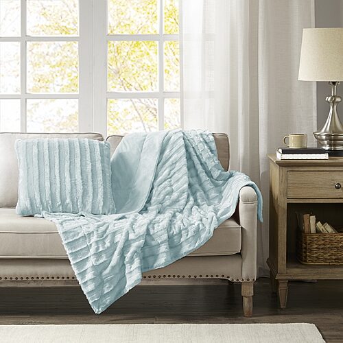 Click here for Madison Park Duke Ribbed Faux-Fur Decorative Pillo... prices