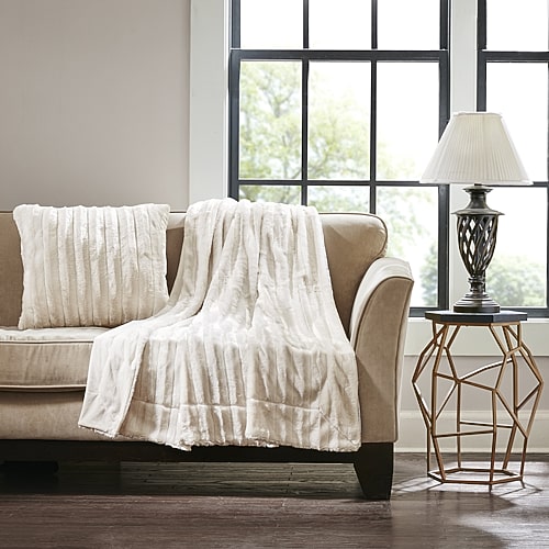 Click here for Madison Park Duke Ribbed Faux-Fur Decorative Pillo... prices