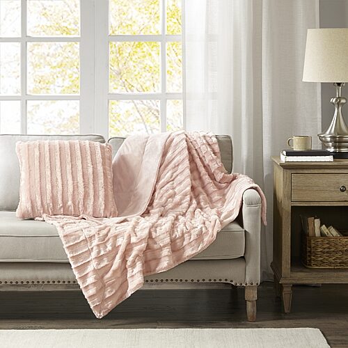 Click here for Madison Park Duke Ribbed Faux-Fur Decorative Pillo... prices