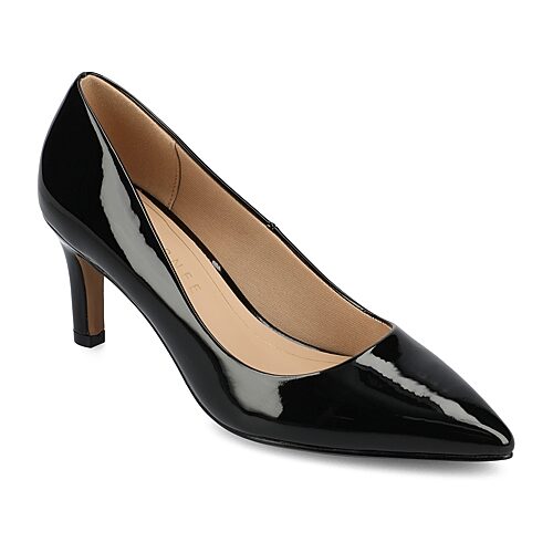 Journee Collection Womens Scylee Pointed Toe Dress Pumps - Black Patent