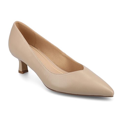 Journee Collection Womens Pammie Pointed Toe Kitten Heel Dress Pumps - Taupe