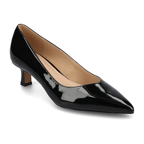 Journee Collection Womens Pammie Pointed Toe Kitten Heel Dress Pumps - Black Patent