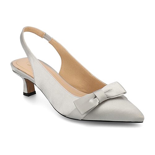 Journee Collection Paloma Womens Pointed Closed Toe Kitten Heel Pumps  10 Medium  Silver
