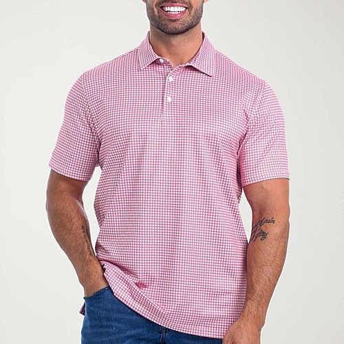 Click here for Antigua Mens Short Sleeve Polo Shirt  Medium  Pink prices