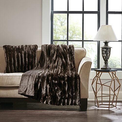 Click here for Madison Park York Faux Fur Square Throw Pillow  On... prices