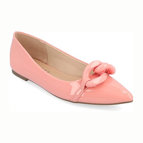 Journee Collection Womens Clareene Chain Pointed Toe Flats - Blush
