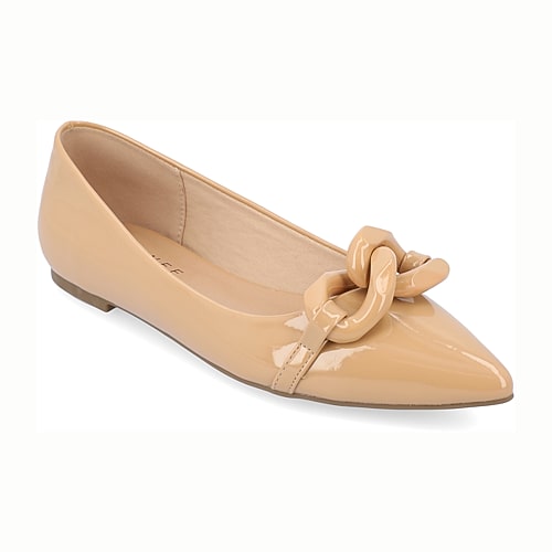 Journee Collection Womens Clareene Chain Pointed Toe Flats - Tan