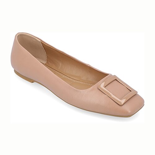 Journee Collection Zimia Womens Square Closed Toe Ballet Flats  6 1/2 Medium  Brown