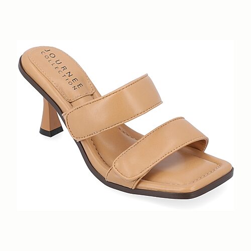 Journee Collection Womens Essey Slip-On Sandals - Tan