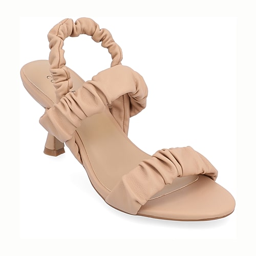 Journee Collection Womens Amaree Ruched Strap Dress Sandals - Tan