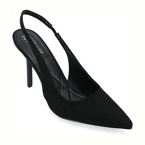 Journee Collection Womens Elenney Pointed Toe Slingback Pumps - Black Micro