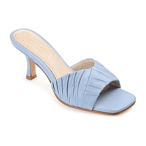 Journee Signature Juliette Womens Square Open Toe Stiletto Heel Pumps  12 Medium  Blue