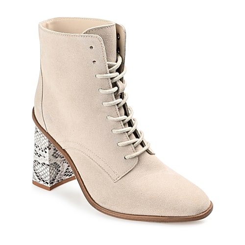 Journee Signature Womens Edda Block Heel Booties  8 Medium  Beige