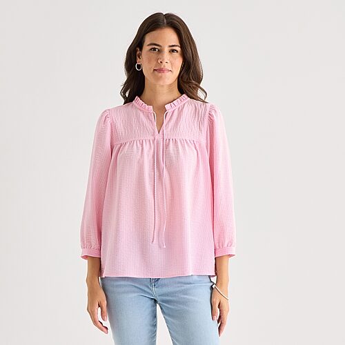 Click here for St. Johns Bay Womens Tall Split Tie Neck 3/4 Sleev... prices