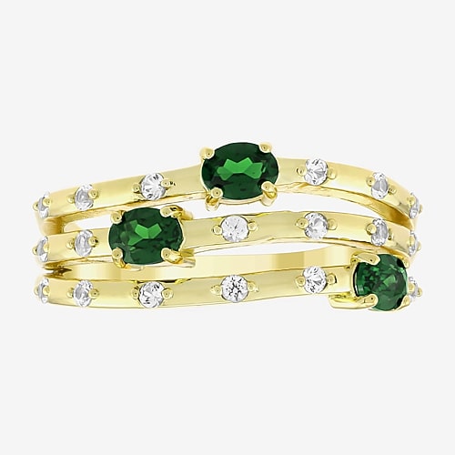 Click here for Lab Created Gemstone 14K Gold Over Silver Band  8... prices