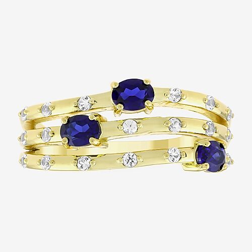 Click here for Lab Created Gemstone 14K Gold Over Silver Band  5... prices