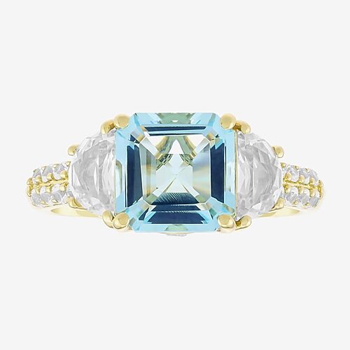 Click here for Womens Simulated Blue Aquamarine 14K Gold Over Sil... prices