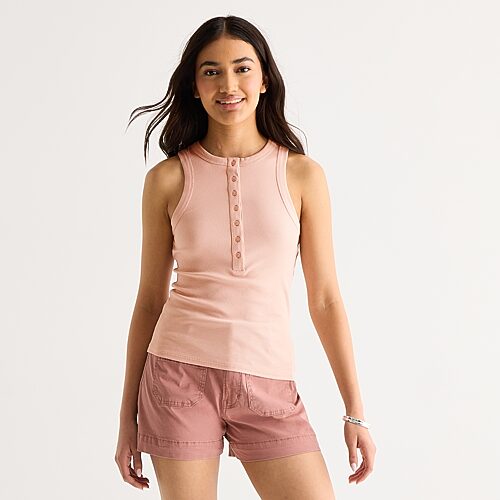 Click here for A.N.A Womens Tall Henley Neck Sleeveless Tank Top... prices