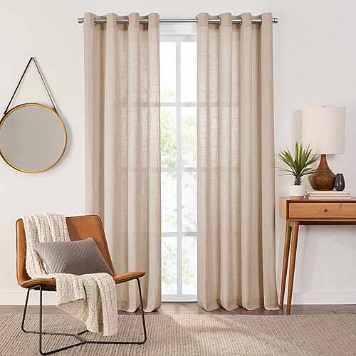 Click here for Fieldcrest Arden Solid Cotton Grommet Top Sheer Si... prices