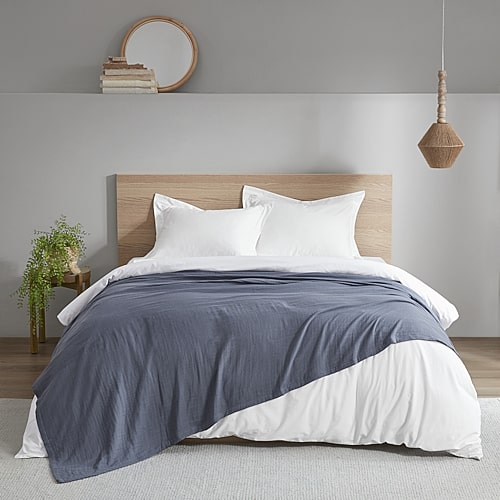 Click here for Madison Park Gauze Blanket  King - Blue prices