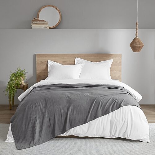 Click here for Madison Park Gauze Blanket  Full/Queen - Charcoal prices