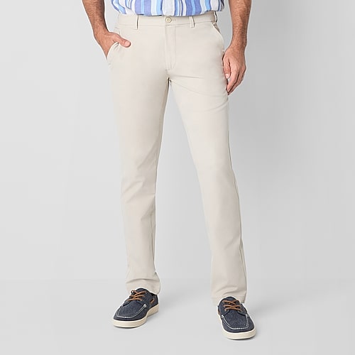St. Johns Bay Performance Mens Slim Fit Flat Front Pant  38 30  Beige