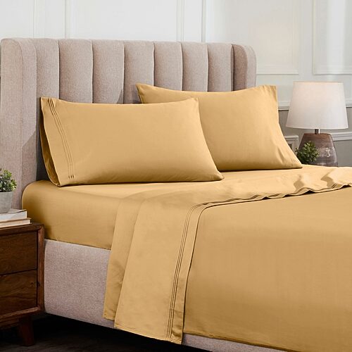 SUPERIOR Egyptian Cotton Ultra Luxury Sateen 1500tc Deep Pocket Sheet Set  One Size  Yellow