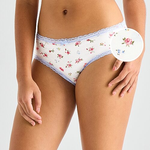 Click here for Arizona Body Cotton with Lace Hipster  Large  Whit... prices
