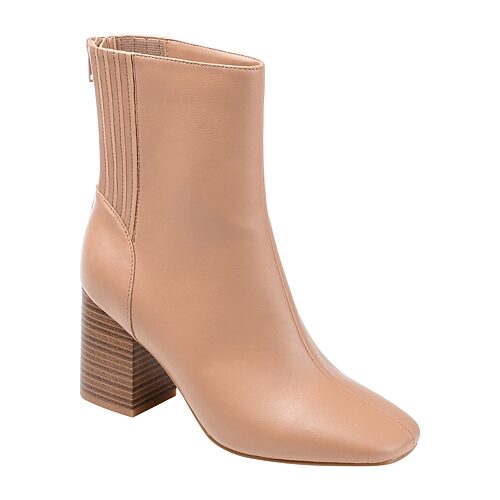 Journee Collection Womens Maize Square Toe Stacked Heel Booties - Nude