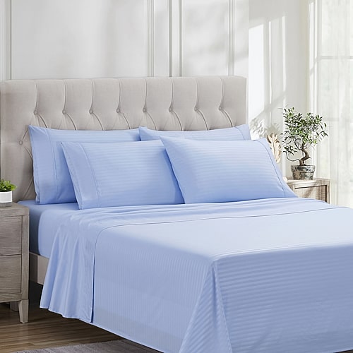 Click here for Sweet Home Collection 6pc. Embossed Stripe Microfi... prices