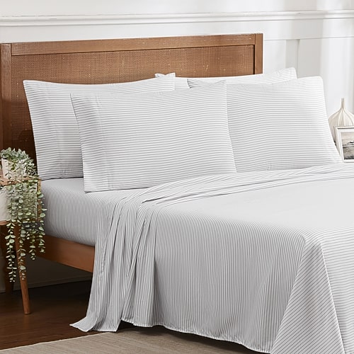 Click here for Sweet Home Collection 6pc. Pinstripe Brushed Micro... prices