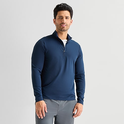 Click here for Xersion Mens Mock Neck Long Sleeve Quarter-Zip Pul... prices