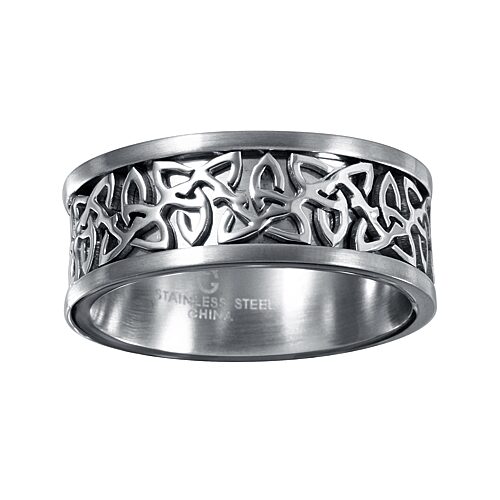 Click here for Mens 9mm Gray Stainless Steel Celtic Wedding Band... prices