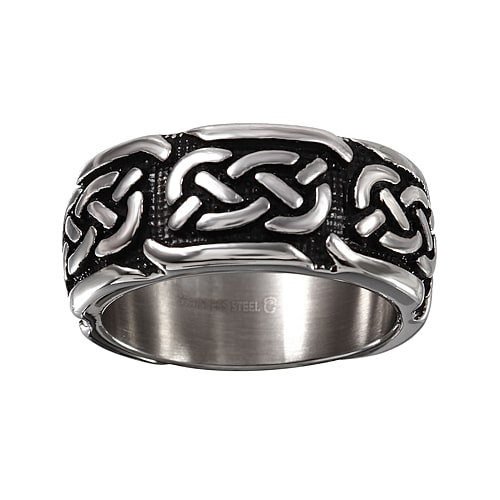 Click here for Mens 10mm Gray Stainless Steel Celtic Wedding Band... prices