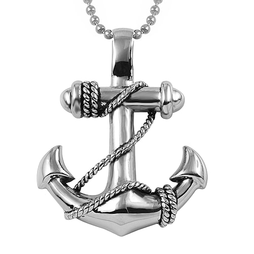 Click here for Mens Stainless Steel Anchor Pendant Necklace  One... prices