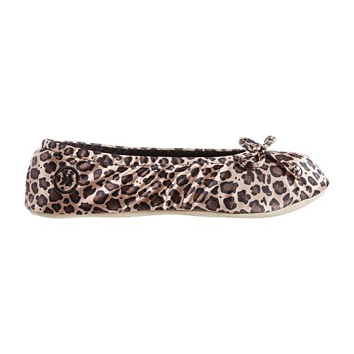 Click here for Womens Isotoner Satin Ballerina Slippers - Cheetah prices