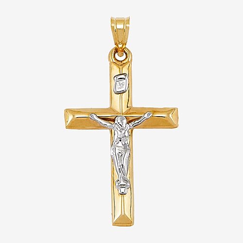 Click here for Crucifix Unisex Adult 14K Two Tone Gold Cross Pend... prices