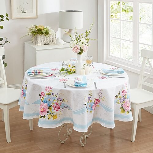 Click here for Elrene Rose Cottage Engineered Tablecloth  70 Roun... prices