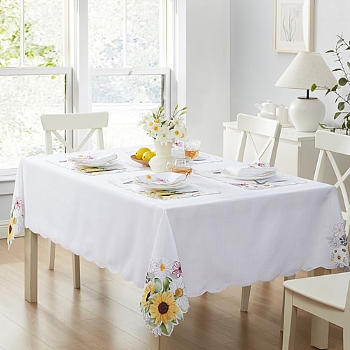 Click here for Elrene Sunflower and Daisies Cutwork Tablecloth  5... prices