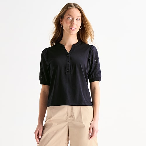 Click here for Liz Claiborne Womens Split Crew Neck Elbow Sleeve... prices