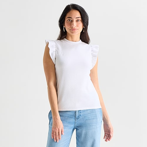 Click here for St. Johns Bay Womens Crew Neck Short Sleeve Blouse... prices