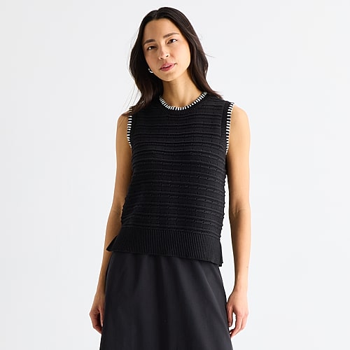 Click here for Stylus Womens Crew Neck Sweater Vest  Large  Black prices
