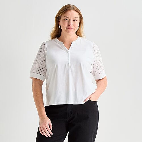 Click here for Liz Claiborne Womens Plus Split Crew Neck Elbow Sl... prices