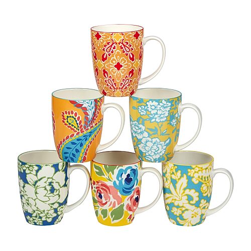 Click here for Damask Floral Set of 6 Mugs - Multicolor prices