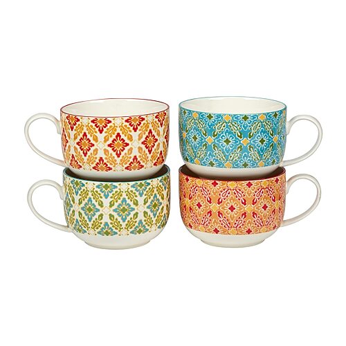 Click here for Damask Floral Set of 4 Jumbo Cups - Multicolor prices
