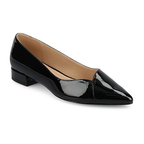 Journee Collection Womens Carmin Pointed Toe Flats - Black Patent