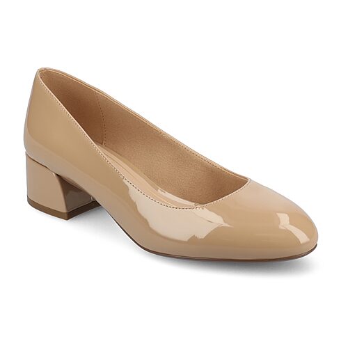 Journee Collection Womens Saarii Round Toe Block Heel Pumps - Nude Patent